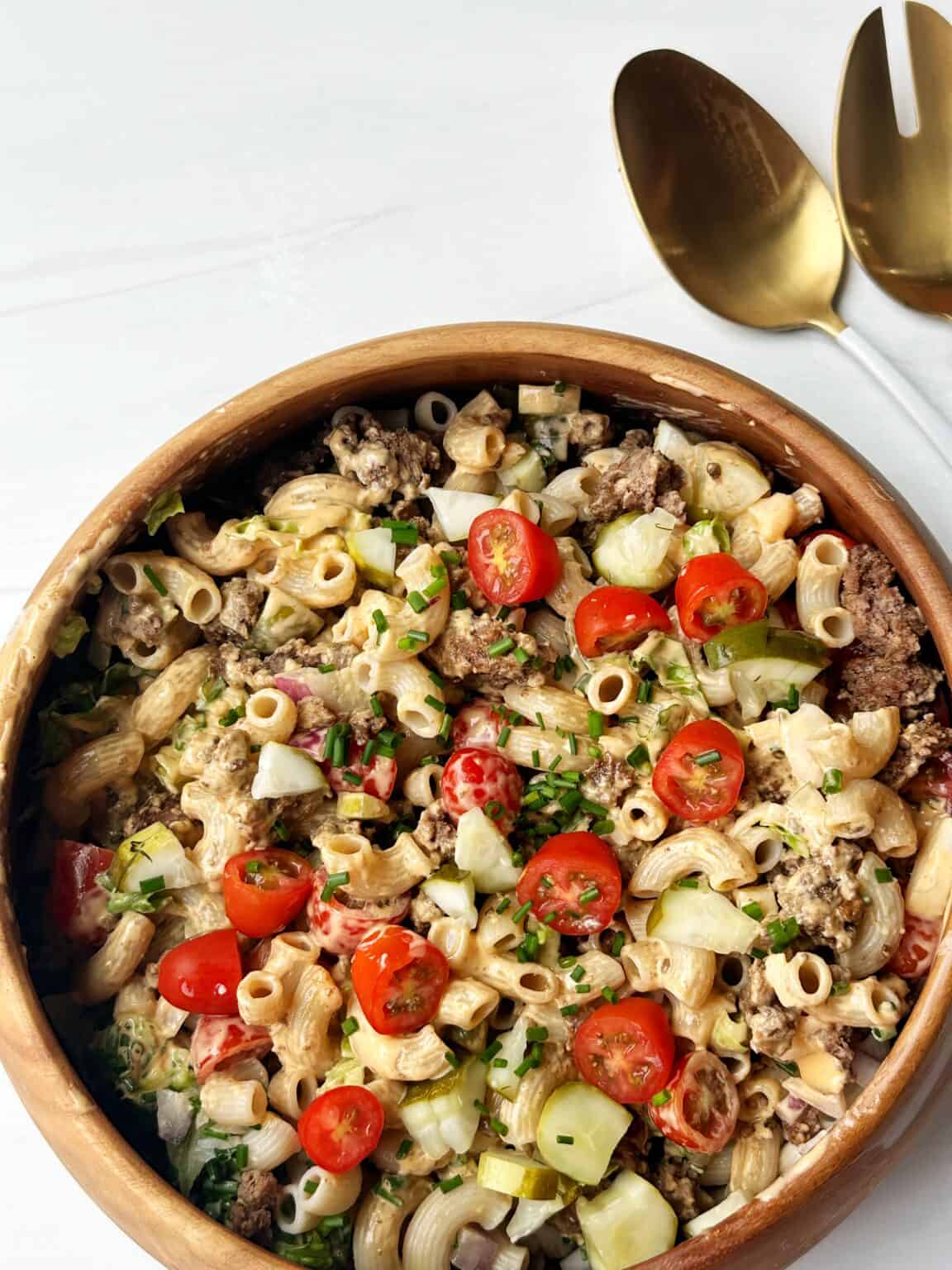 Big Mac Pasta Salad - Lesswithlaur