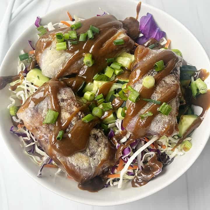 Viral Dumpling Salad (Gluten Free) - Lesswithlaur