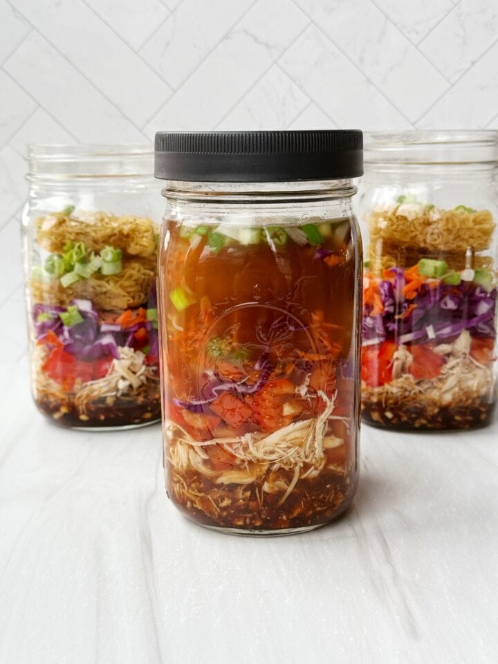 Meal Prep Ramen Jars (Soy-Free Option) - Lesswithlaur
